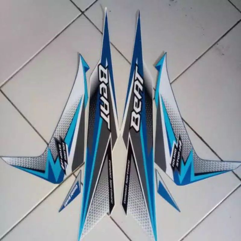 Jual sticker stripping body Beat esp 2018 biru putih | Shopee Indonesia