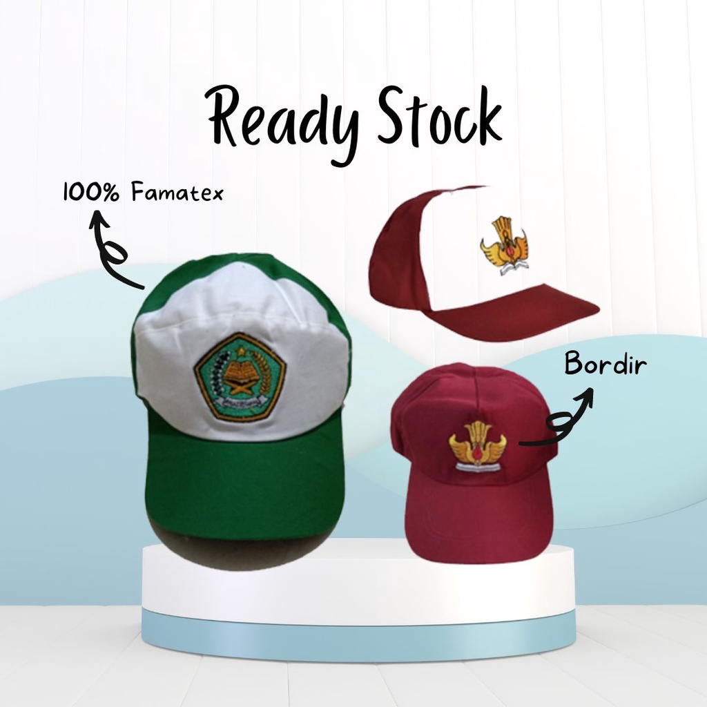 Jual Topi Sekolah SD / MI Warna Merah Putih dan Hijau Famatex Bagus ...
