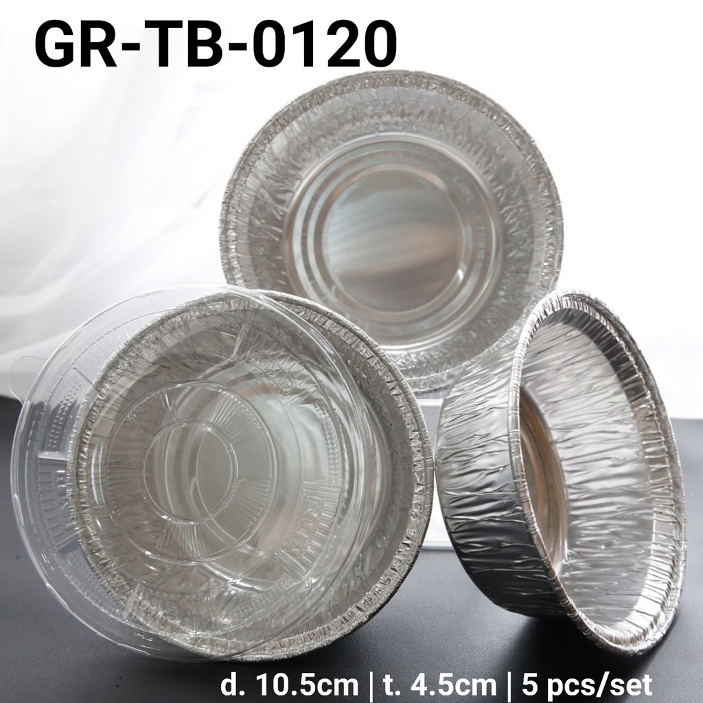 Jual GR-TB-0120 Mangkok alumunium foil tray bulat pastel tutup makaroni ...