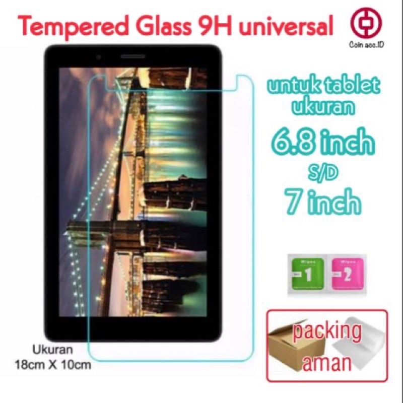 Jual Temper/Tempred/Tempered Glass 9H TAB UNIVERSAL 6.8 7 inchi Tablet ...