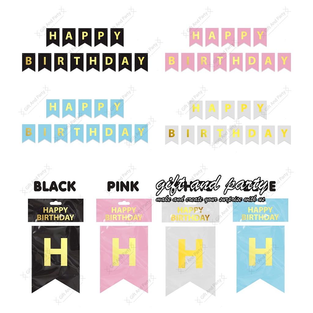 Jual Banner Happy Birthday / Bunting Flag HBD / Party Flag HBD / Banner ...
