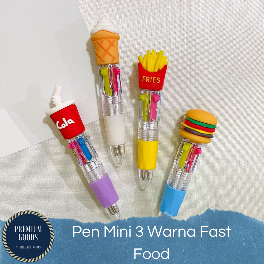 Jual PULPEN 4 WARNA BURGER COLA FAST FOOD PENA PEN BALLPOINT 4 WARNA ...