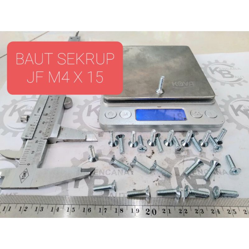 Jual BAUT SEKRUP GALVANIS JF M4 X 15 / MACHINE SCREW JF M4 X 15 | Shopee Indonesia