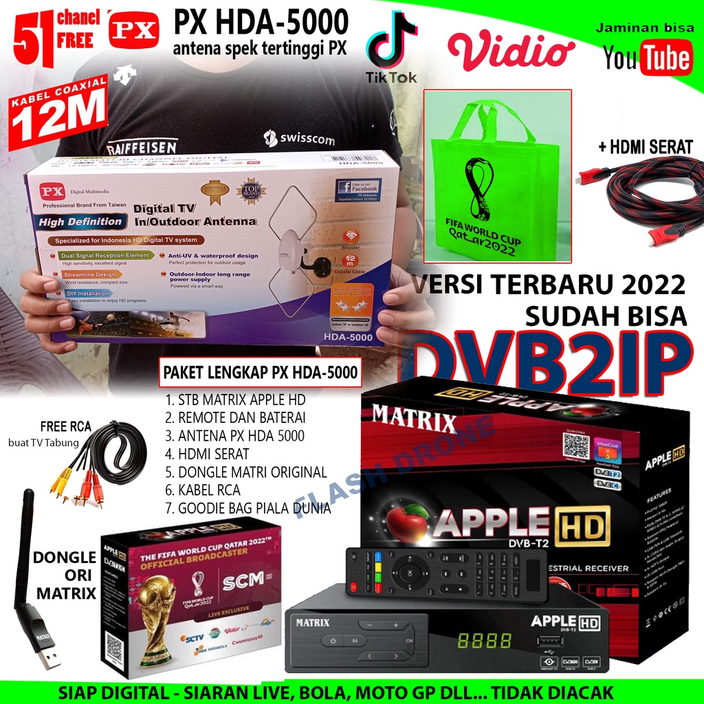 Jual SET TOP BOX TV DIGITAL MATRIX APPLE HD BARU DAN ANTENA PX HDA 5000 ...