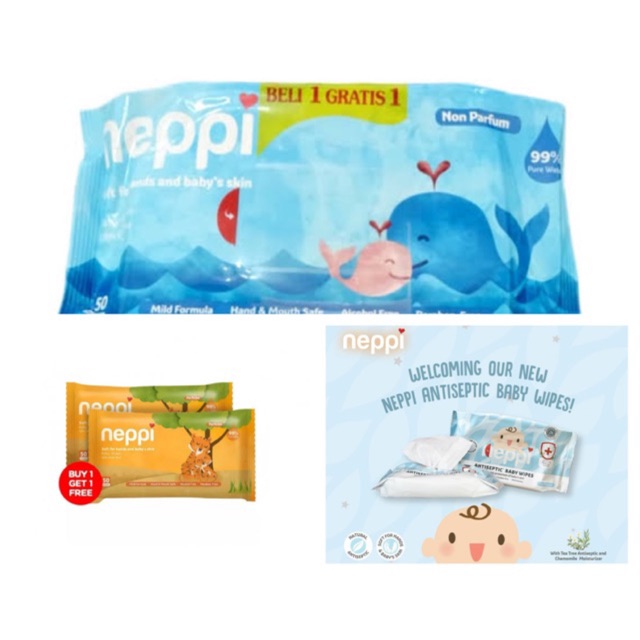 Jual Neppi Baby Wipes Wet Tissue Tisu Basah BUY 1 GET 1 ( Dapat 2 pak ...