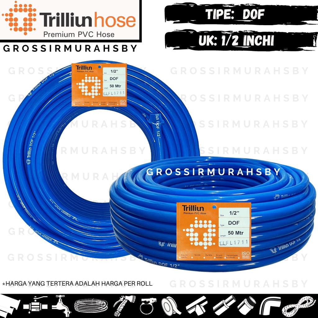 Jual SELANG AIR TRILLIUN DOF 1/2 INCHI ( LINK 1 ROLL 50 METER ) | Shopee Indonesia