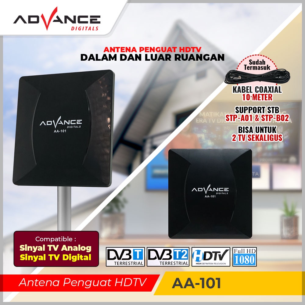 Jual Advance AA-101 Antena Indoor Outdoor Digital Analog Dalam DVB-T2 ...