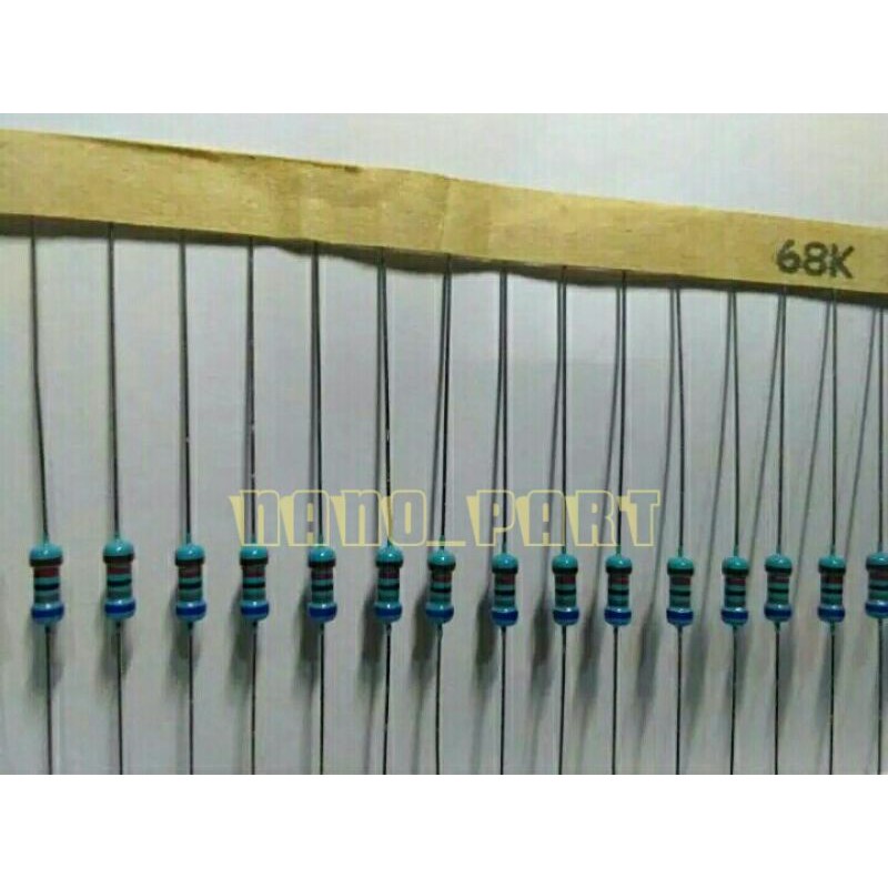 Jual 10pcs resistor 1/4 watt 47k 51k 56k 62k 68k 75k 82k 91k metal film ...