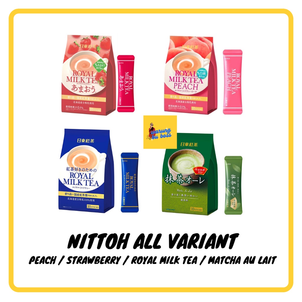 Jual Nittoh Royal Milk Tea Peach Strawberry Amaou Original Matcha Au Lait Nittoh Milk Tea Japan ...