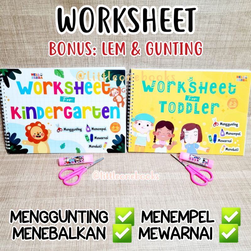 Jual Worksheet for Toddler & Kindergarten / Work sheet gunting tempel ...