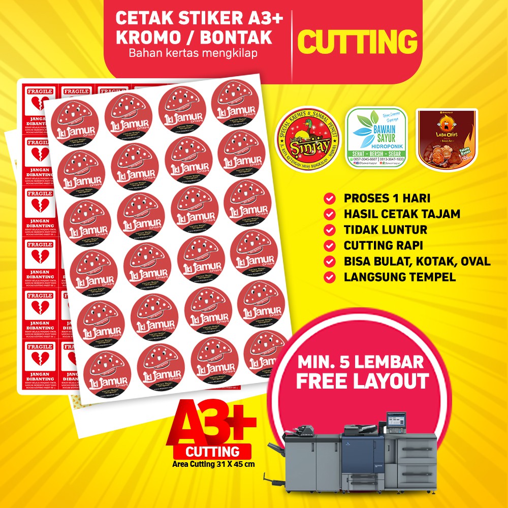 Jual CETAK STIKER A3+ KROMO / BONTAK + CUTTING | Shopee Indonesia
