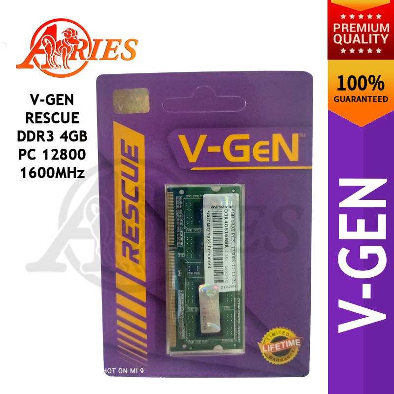 Jual SODIMM RAM Laptop DDR3 V-GEN RESCUE 4GB PC 12800 Untuk Asus Acer ...