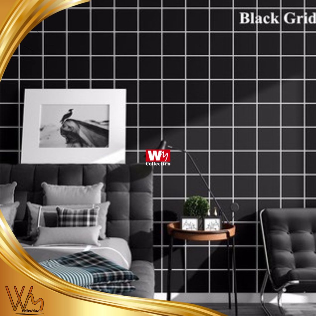 Jual Wallpaper Sticker Dinding Motif Kotak Jepang Hitam 45cm x 100cm ...