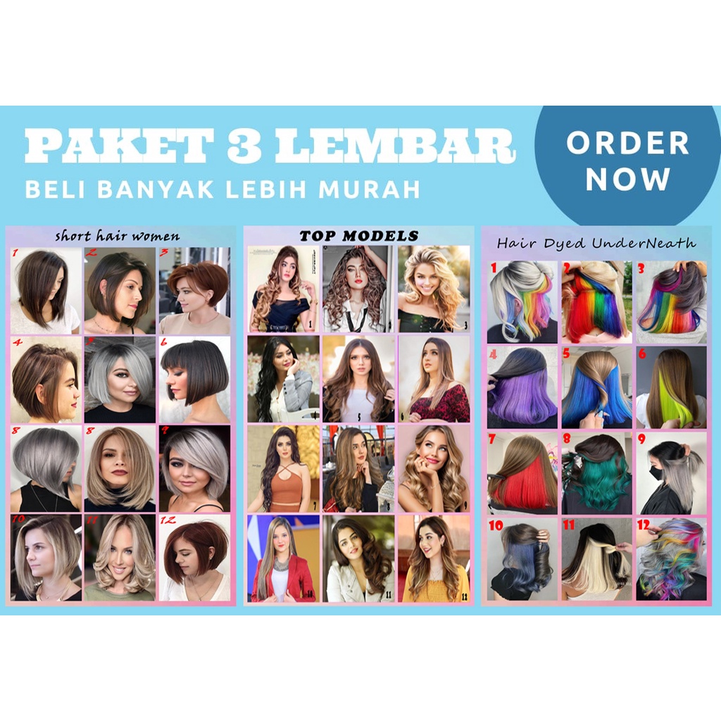 Jual Poster Salon Rambut Teraru Poster Model Rambut 3 Lembar Shopee Indonesia