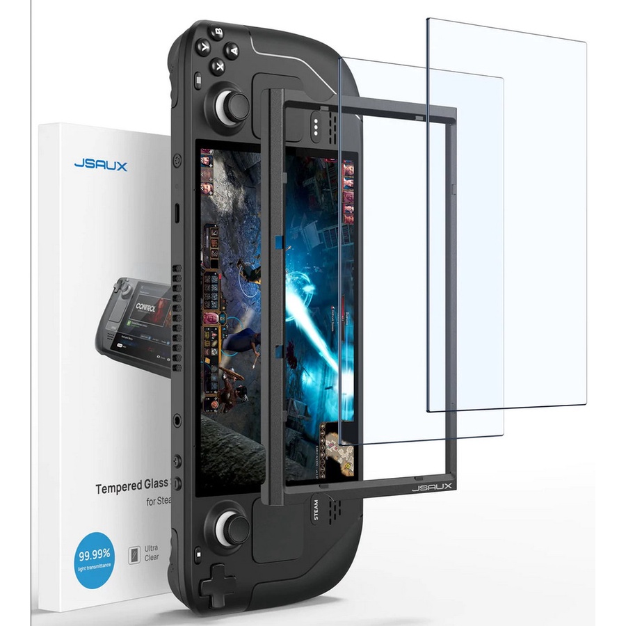 Jual JSAUX 2 Pack 9H Hardness Anti Fingerprint Steam Deck Tempered ...