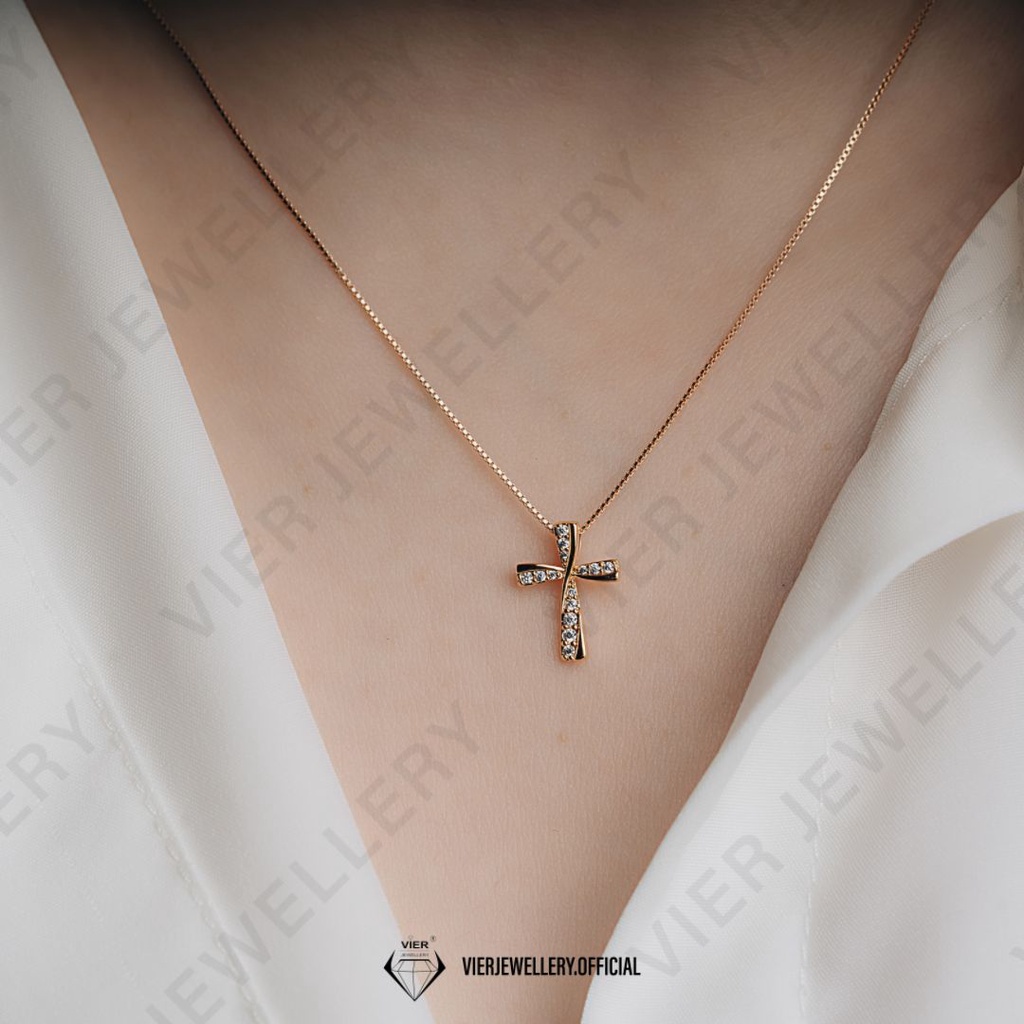 Jual Vier Edition Neklace 12745 Kalung Salib Lapis Emas, Kalung replika ...