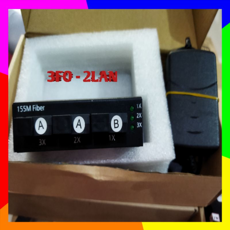 Jual HTB Media Converter Fiber Switch 3 Port FO SC AAB/ABB 2 Port LAN ...