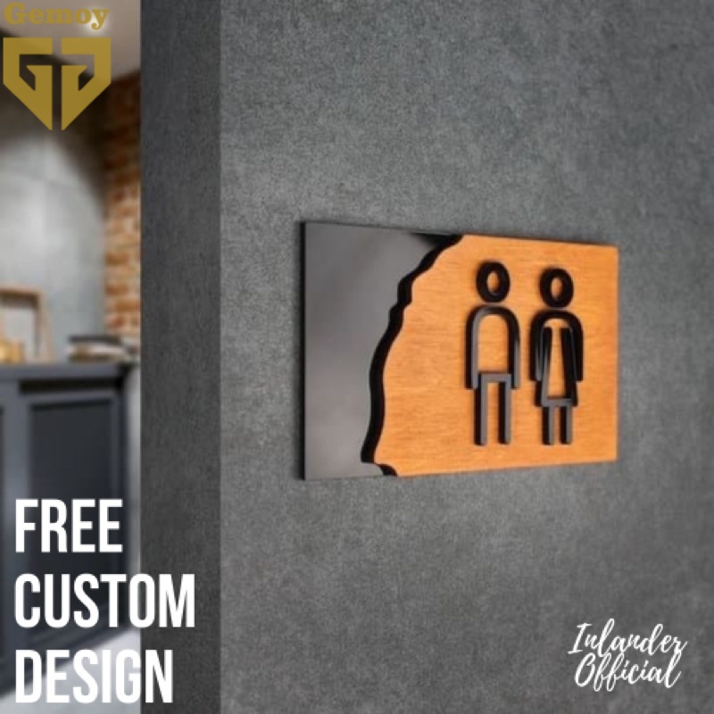 Jual Sign Board Papan Kayu Dekorasi Tanda Toilet Kamar Mandi Akrilik ...