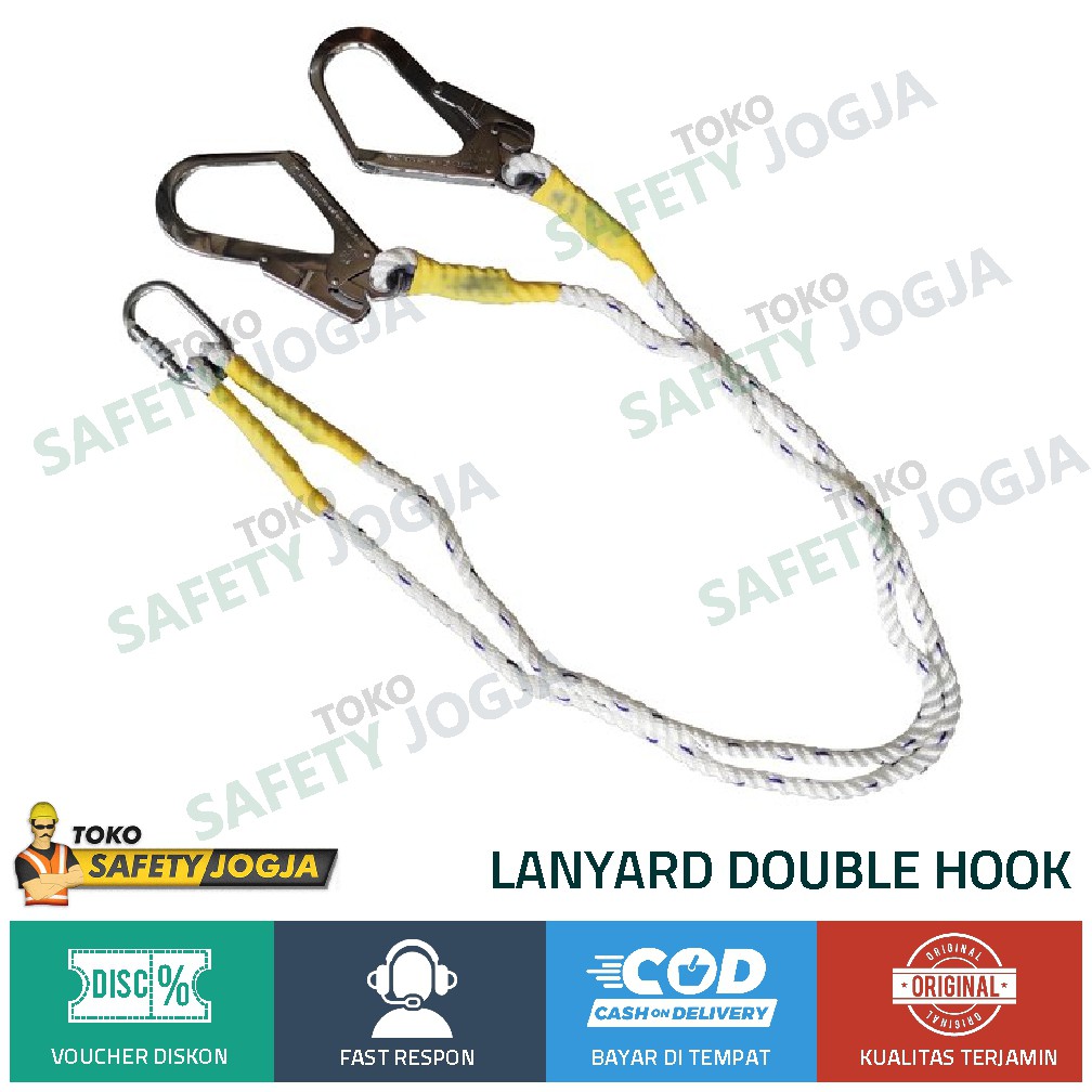 Jual Lanyard Safety Double Big Hook PRO untuk Full body harness Safety ...
