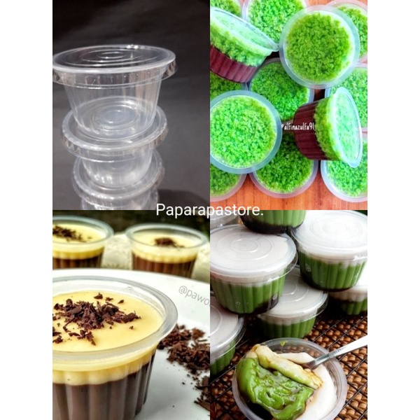 Jual CUP PUDDING GELAS PLASTIK ULIR FLAMBOYAN DENGAN TUTUP BENING ...