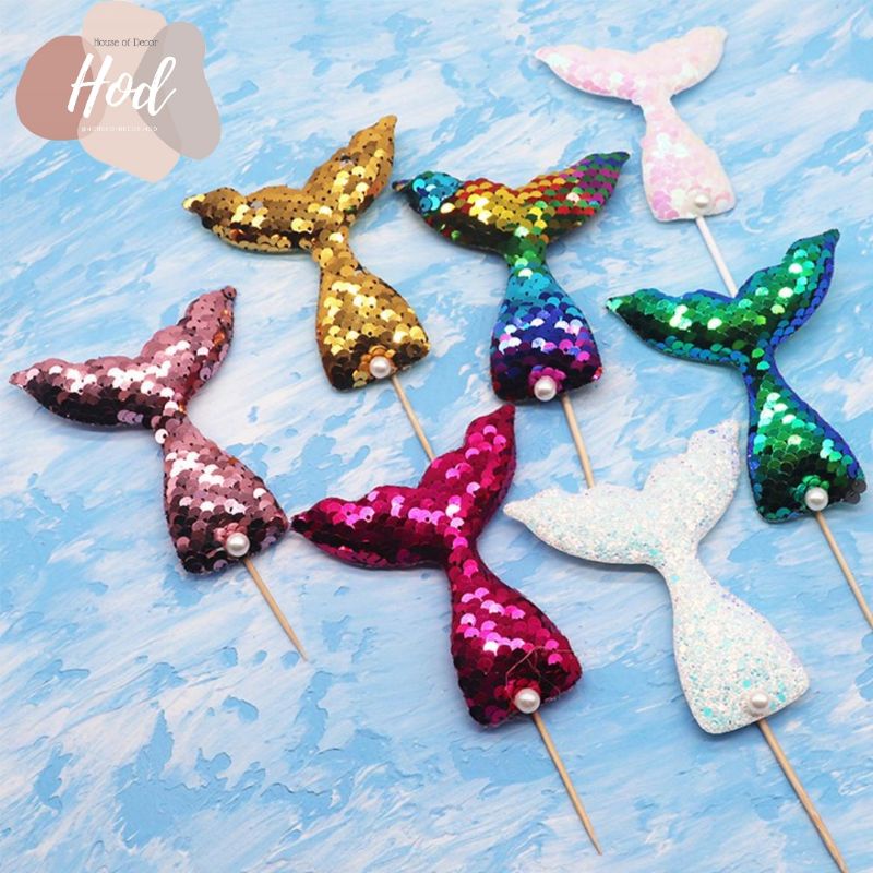 Jual Topper Mermaid Tail Glitter / Sequinn Kue Bentuk Ekor Duyung Bahan ...