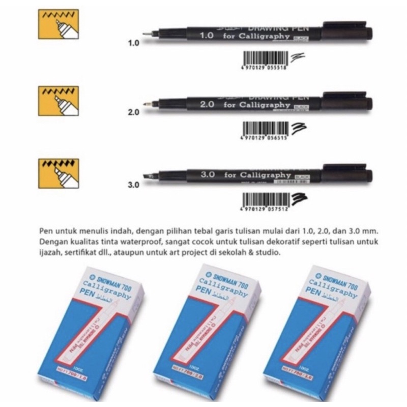 Jual SPIDOL SNOWMAN HITAM CALLYGRAPHY PEN FT700 1,0 / FT700 2,0 / FT700 ...