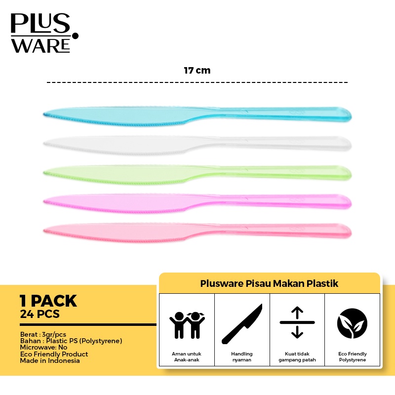 Jual Plusware Pisau Makan Plastik (24pcs) | Shopee Indonesia