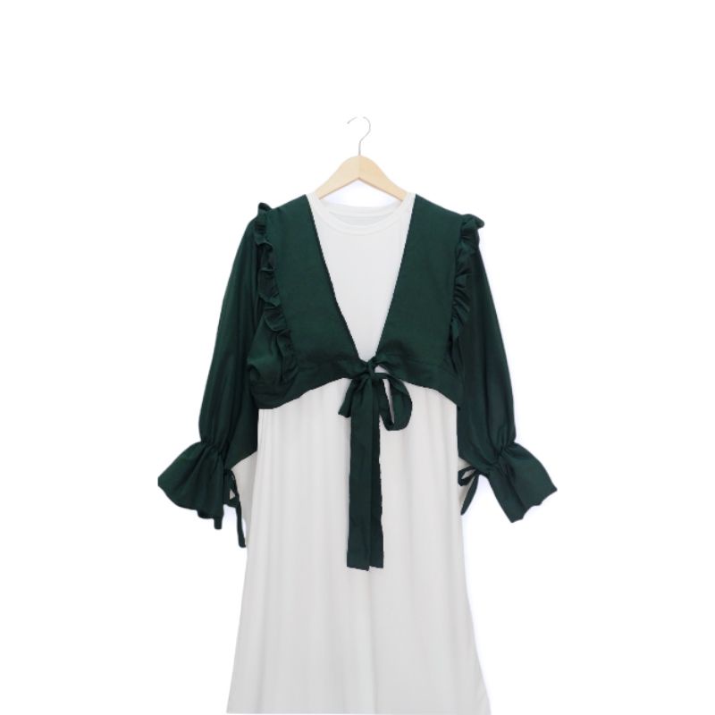 Jual ONE SET DRESS MUSLIMAH / INNER + OUTER LENGAN SERUT PUTIH HITAM ...