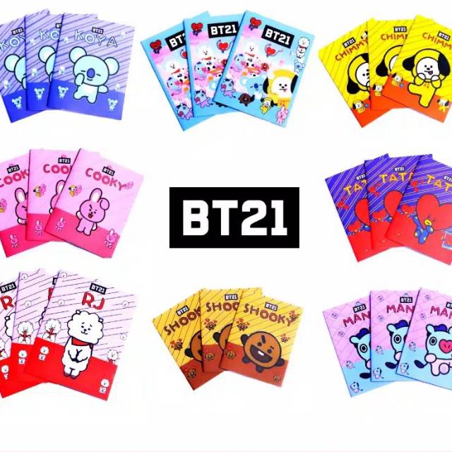 Jual Buku Tulis Korea BTS BT21 RJ chooky Koya Mang Tata Chimmy Shooky ...