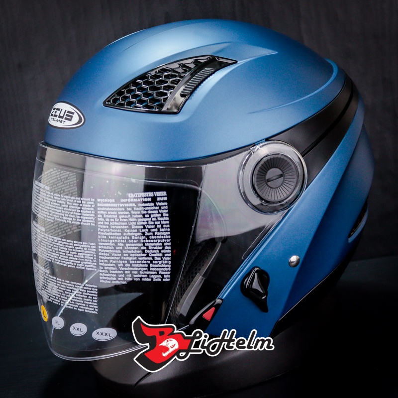 Jual HELM ZEUS ZS 610 MATT BLUE | HALF FACE HELMET IMPORT SNI | DOUBLE ...