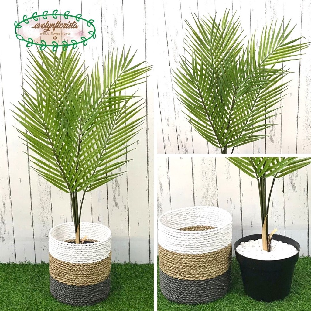 Jual Pohon Daun Palem Lancip X7 Latex Artificial Cover Pot Seagrass ...