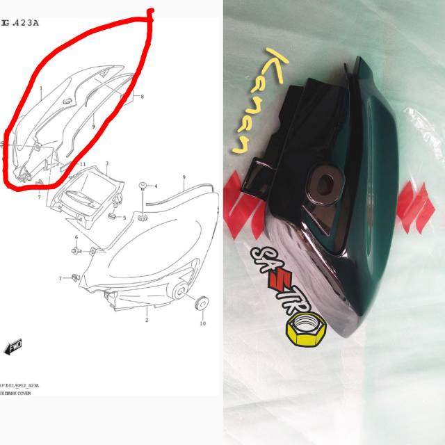 Jual Cover fuel tank tangki tanki kanan GSX S BANDIT biru hitam merah ...