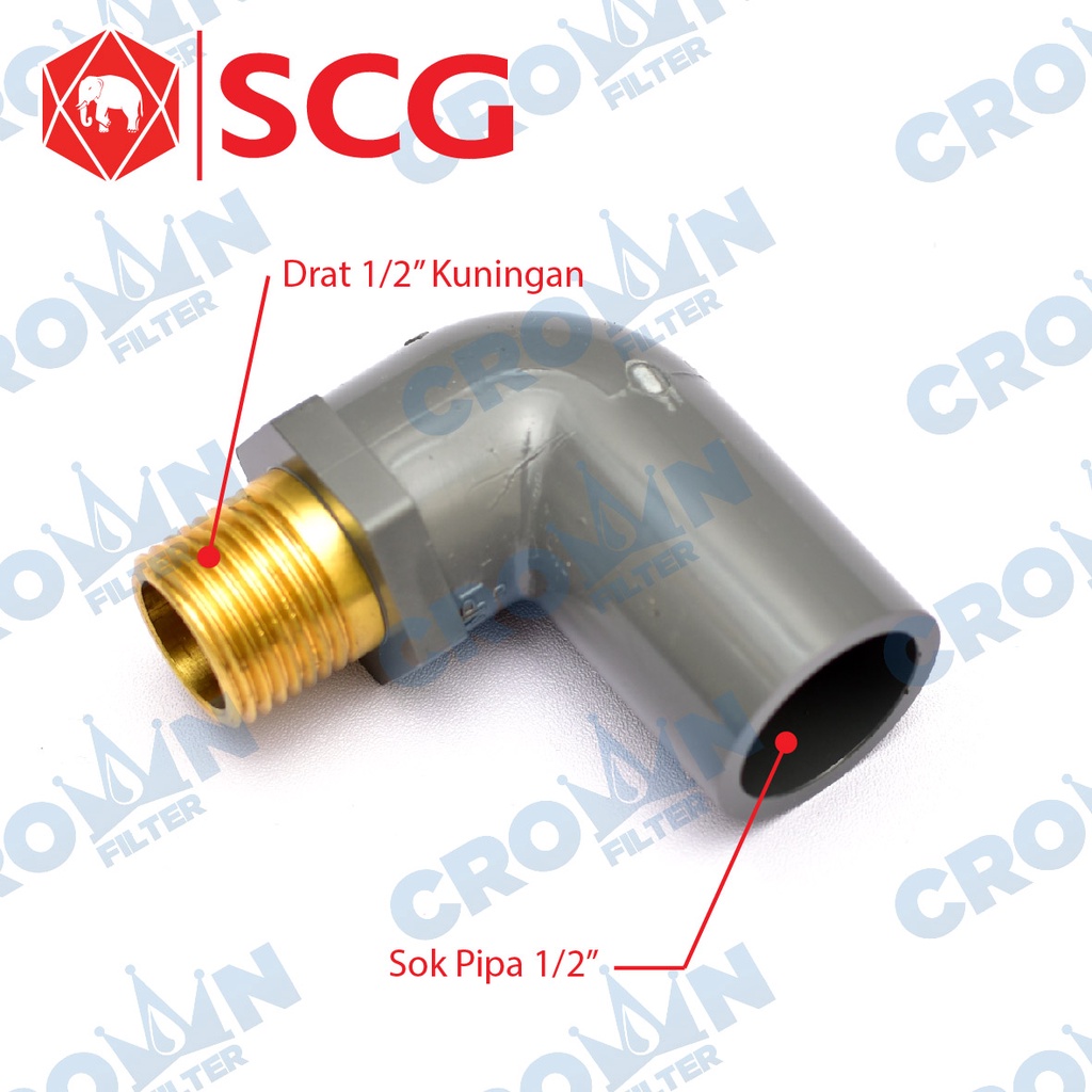 Jual [SCG] Keni Drat Luar / Elbow Drat Kuningan 1/2" | Shopee Indonesia
