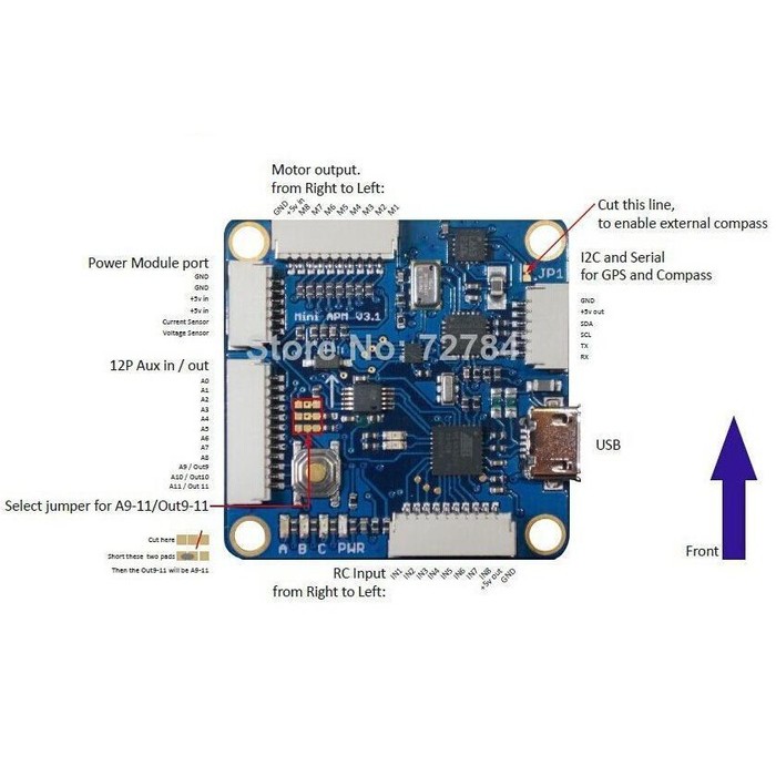 Jual MiniAPM Mini APM V3.1 Controller For ArduPilot External APM Flight ...