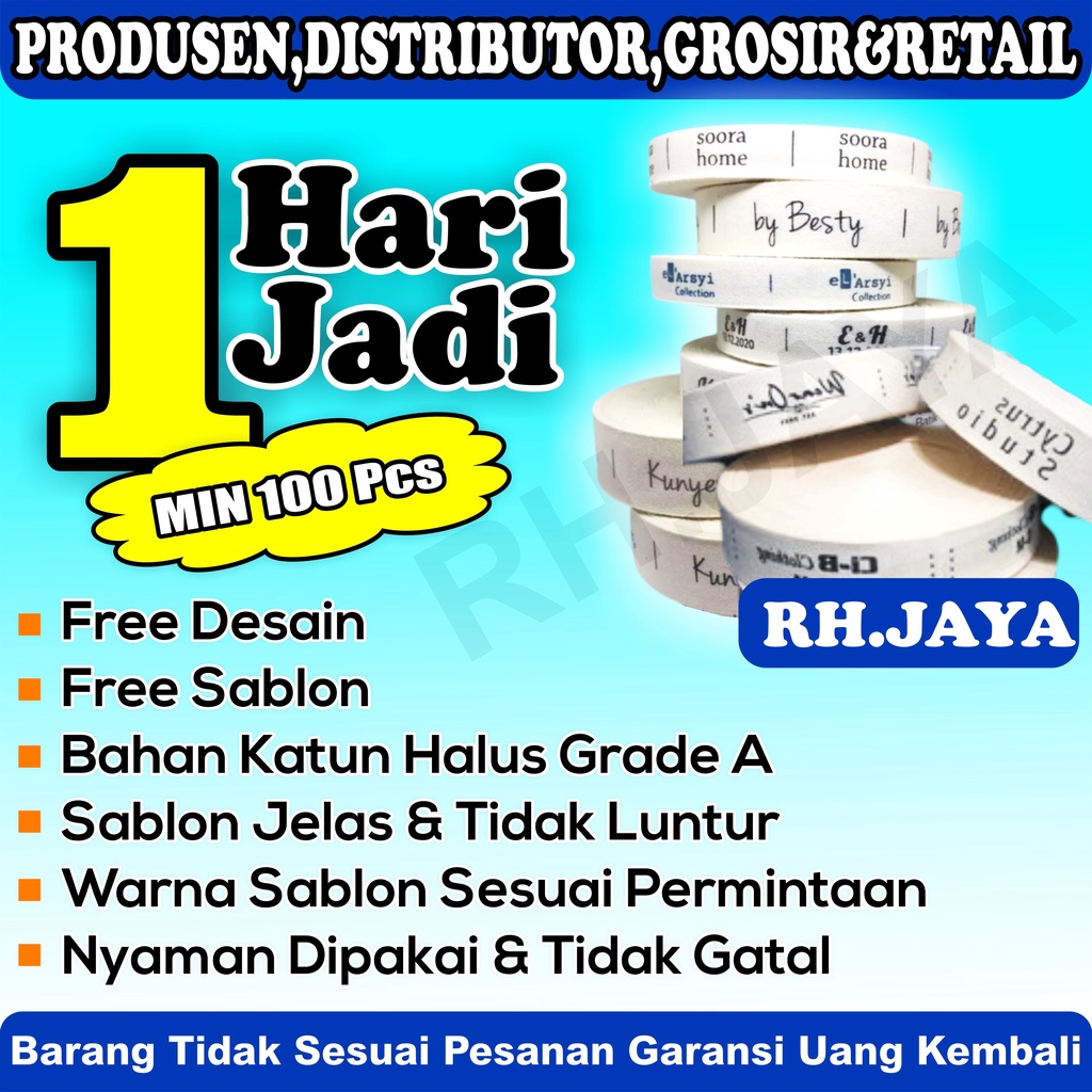 Jual MIN 100 PCS label pita katun label pita label masker label hijab ...