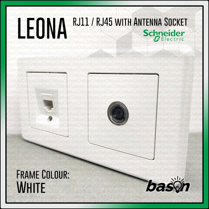 Jual SCHNEIDER Leona Double Socket Outlet - TV / RJ45 / RJ11 Telepon ...
