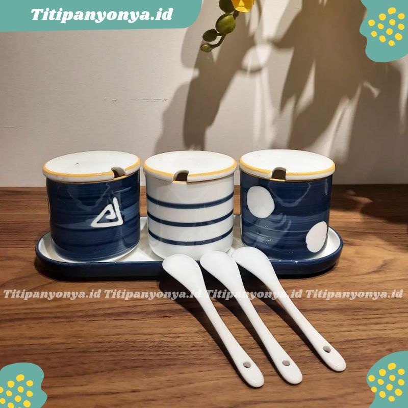 Jual Informa Tempat Bumbu Dapur Keramik Pocelain Lengkap dengan Sendok ...