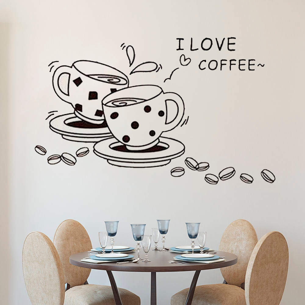 Jual Stiker Dinding Kopi Dekorasi Kafe I love Coffee Wall Quote Decals ...