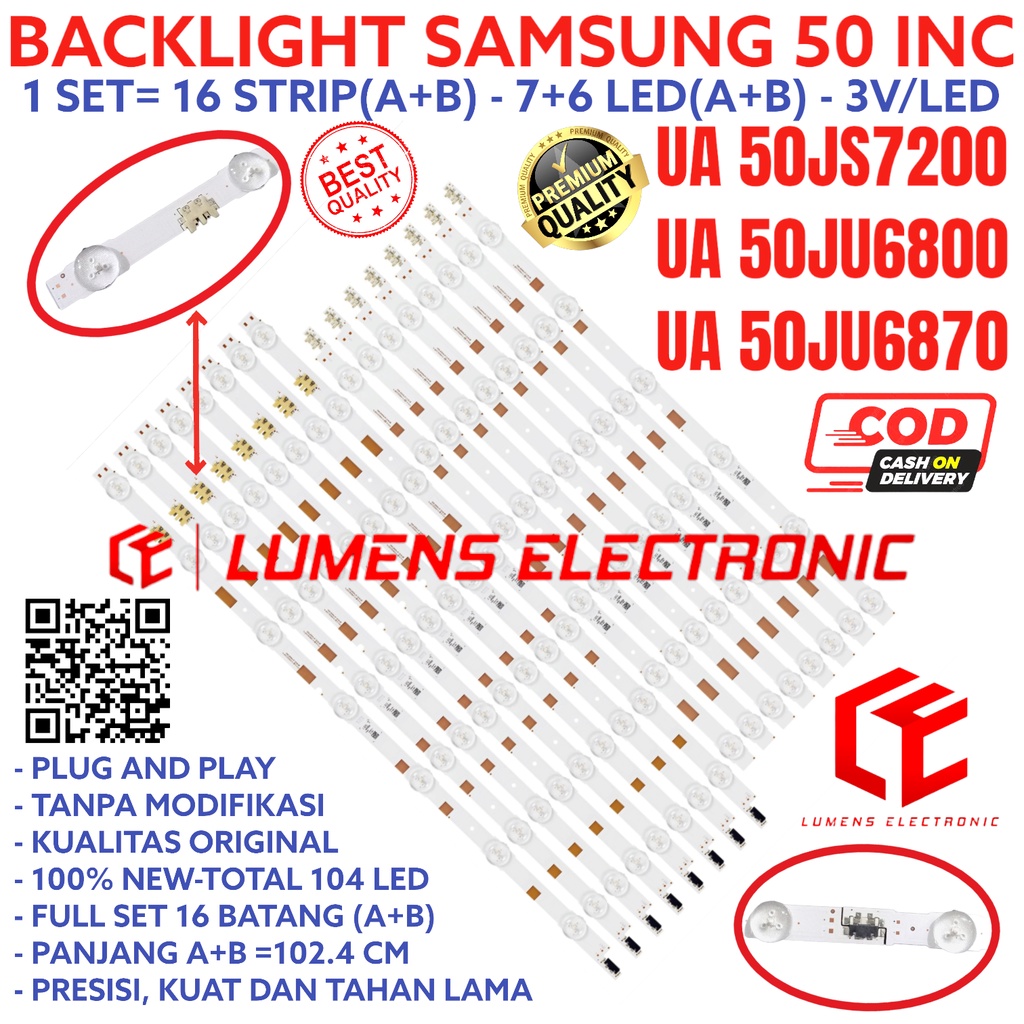 Jual BACKLIGHT TV LED SAMSUNG 50 INC UA 50JS7200 50JU6800 UA50JU6870 50JS7200 UA50JU6800 ...