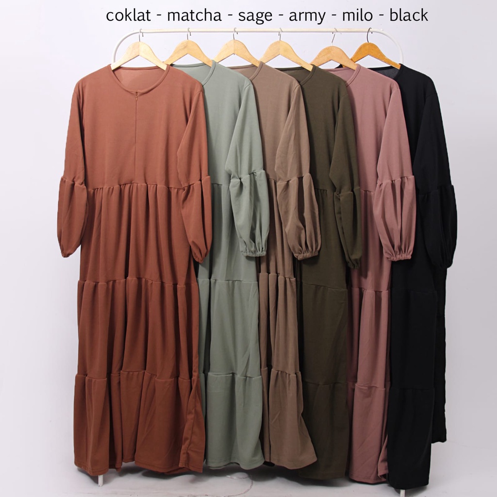 Jual Gamis jumbo busui rempel 3 susun depan belakang lengan balon tali ...