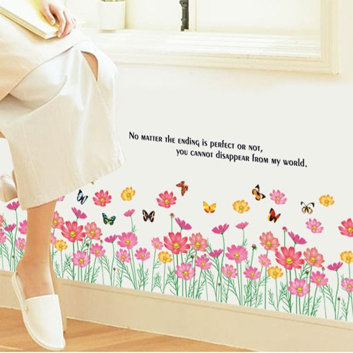 Jual Nv5Code RELIZA WALLSTICKER RUMPUT BUNGA PINK KUPU KUPU WALL STIKER ...