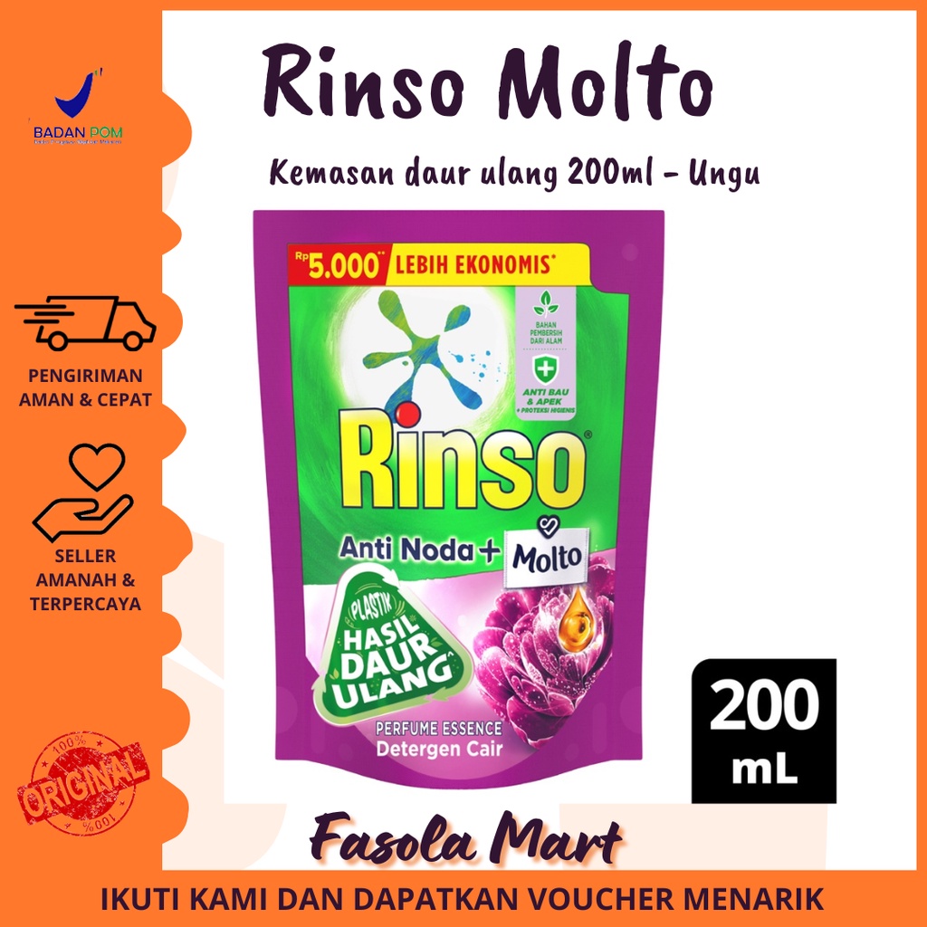 Jual Rinso Molto Detergen Cair Kemasan Hasil Daur Ulang Perfume Essence ...