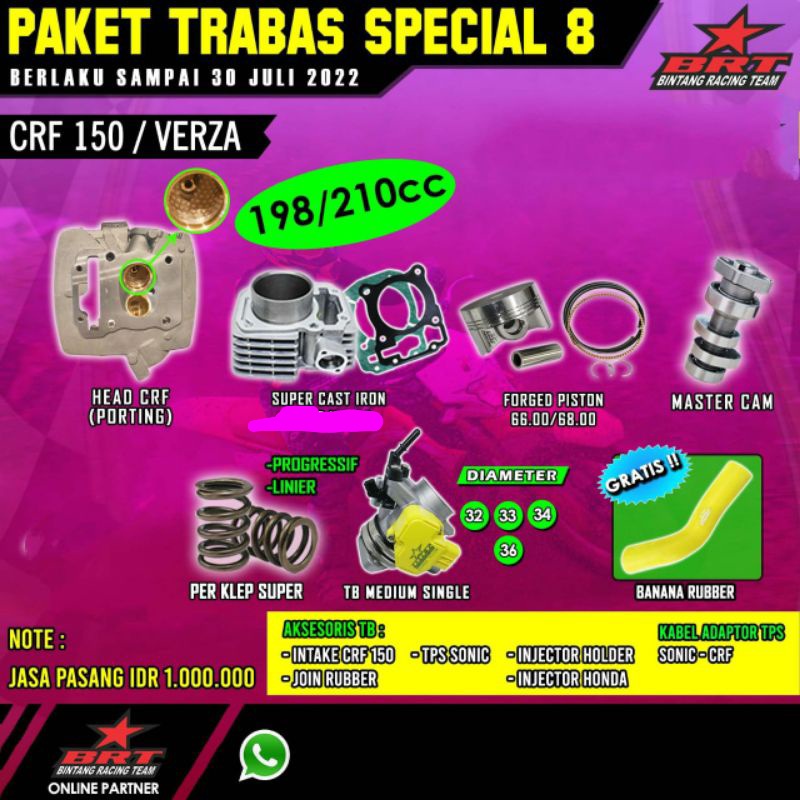 Jual paket trabas brt crf 8/ paket racing brt/ paket bore up brt crf ... Jual paket trabas brt crf 8/ paket racing brt/ paket bore up brt crf ...