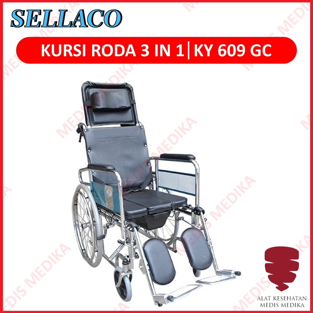 Jual Kursi Roda 3in1 Commode Reclining Tidur Duduk Toilet Sella KY609GC ...