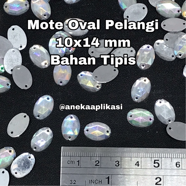 Jual OVAL PELANGI 10X14 TIPIS (100 BIJI) MOTE BATU DIAMOND RESIN PAYET ...