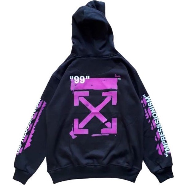 Jual JAKET HOODIE PRIA OFF WHITE DIAGONAL STENCIL HITAM | Shopee Indonesia