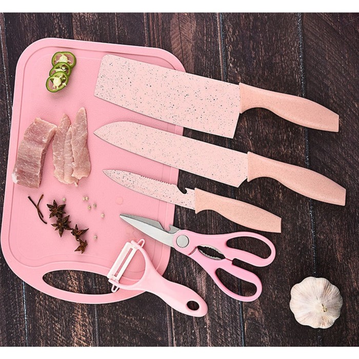 Jual 6 in 1 Kitchen Knife Set / Talenan Pisau Pengupas Gunting Dapur ...
