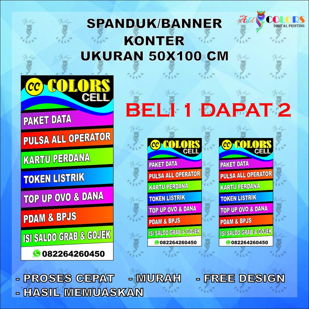 Jual Banner/Spanduk Konter Pulsa Ukuran 50x100 cm Dapat 2 | Shopee Indonesia