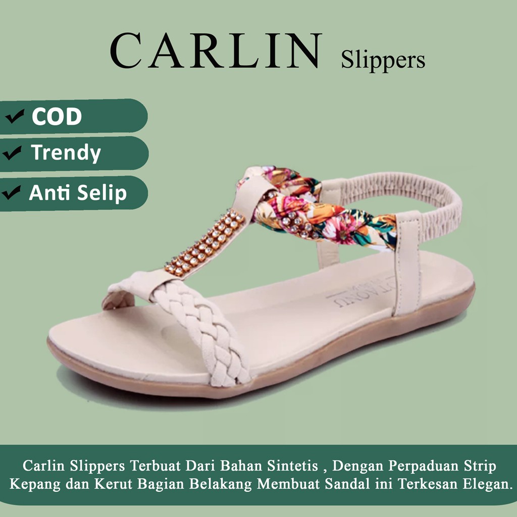 Jual Sendal Slip Sandal Santai Cewek Korea Kekinian Sendal Tali Wanita ...