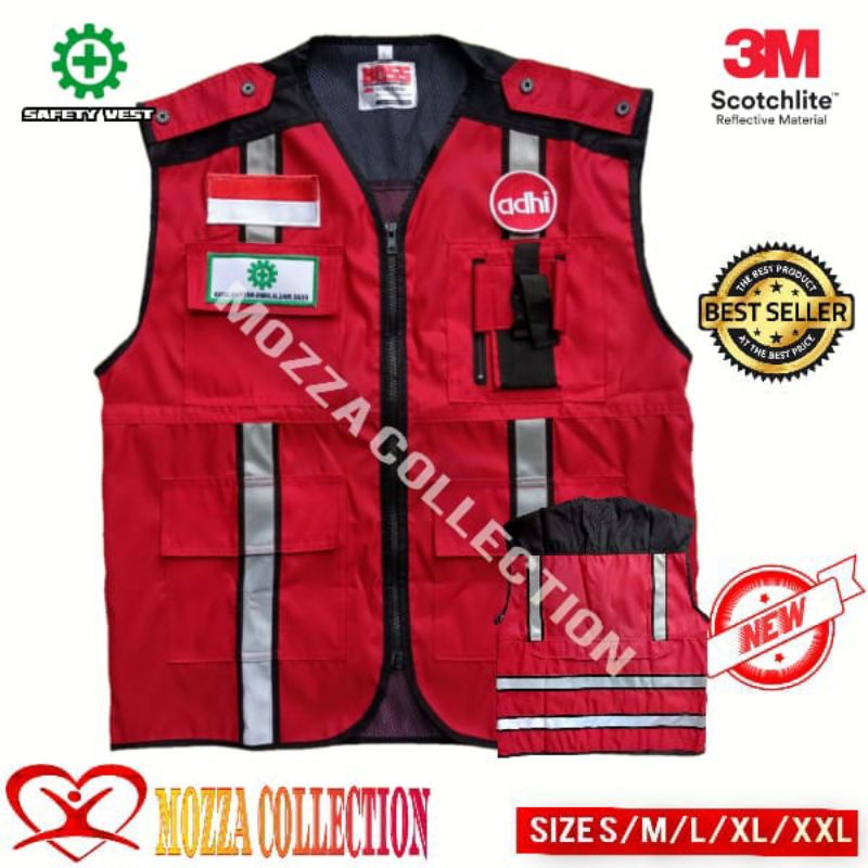 Jual ROMPI SAFETY 3M SCOTLIGHT TASLAN WATER PROOF HSE MERAH-SAFETY VEST ...